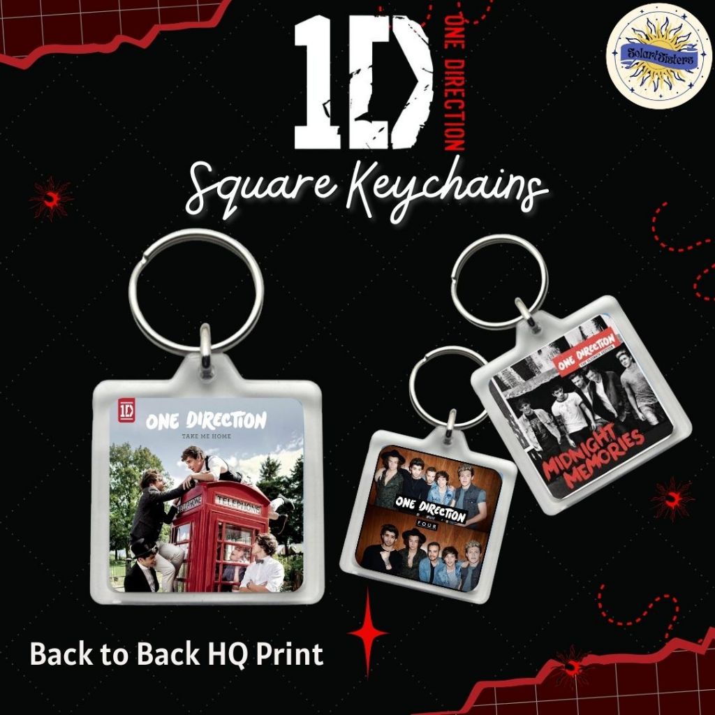 KEYCHAIN 1D One Direction Acrylic Album Cover Square Keychains Bag ...