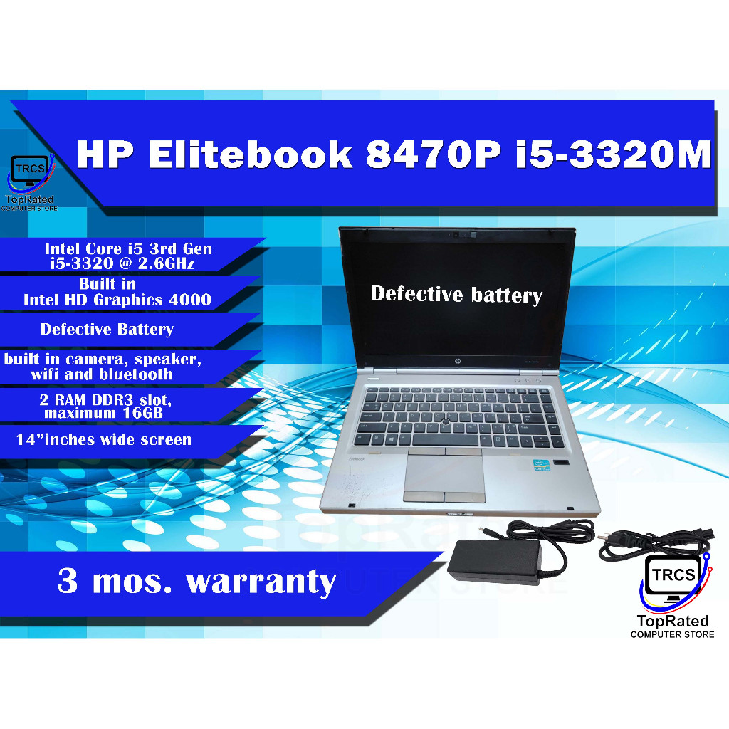 Laptop HP Elitebook 8470P i5 3rd Gen i5-3320M 2.60Ghz 4GB/8GB RAM 320GB ...