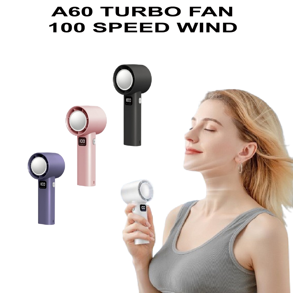 A60 Turbo Handy Fan with 100 Wind Speed Adjustment Fan with Digital LED ...