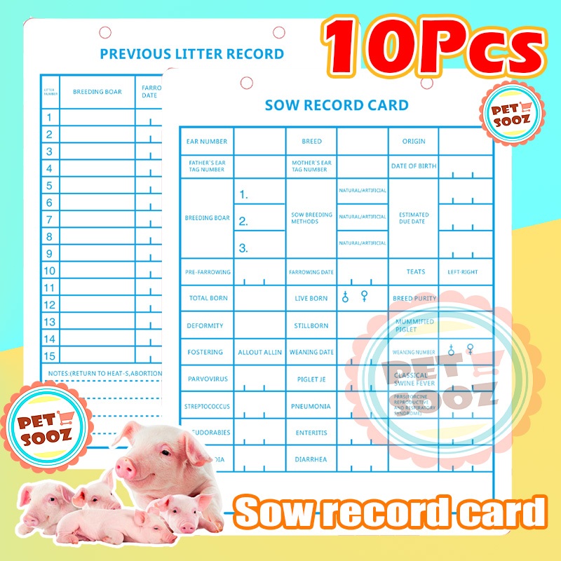 10Pcs Sow record card PVC Water-proof Sow Pig performance card for ...