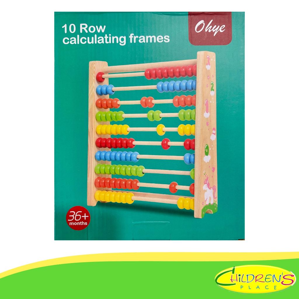 OHYE Wooden Educational Learning Toy 10 Row Calculating Frame Abacus ...