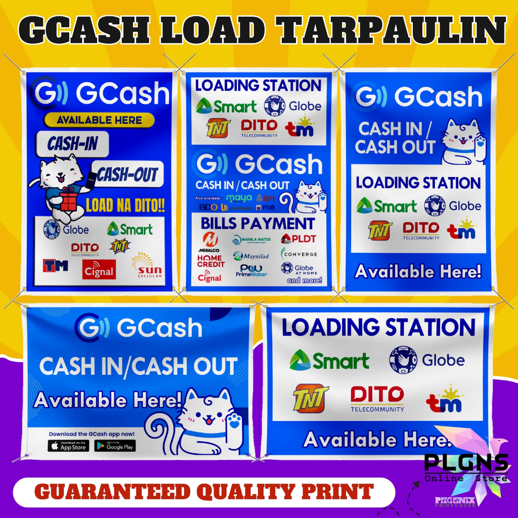 Tarpaulin Banner Gcash Cash in Cash out Load and Bills | Shopee Philippines