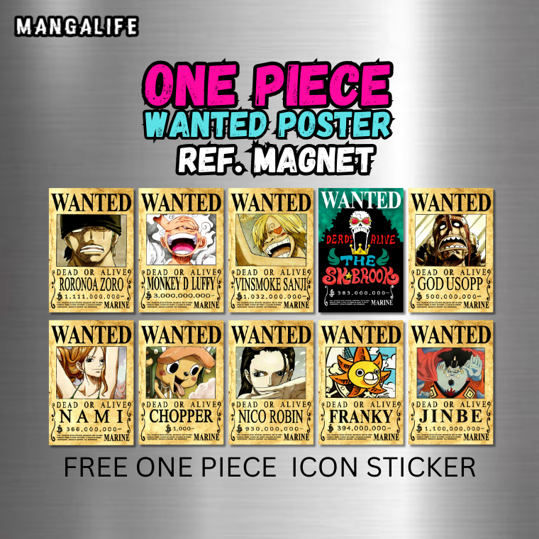 Anime One Piece Ref.Magnet Wanted poster Souvenirs Anime Collections ...