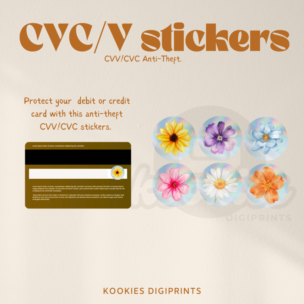 FLOWER HOLO CVV/CVC Cover Stickers - waterproof stickers | Shopee ...