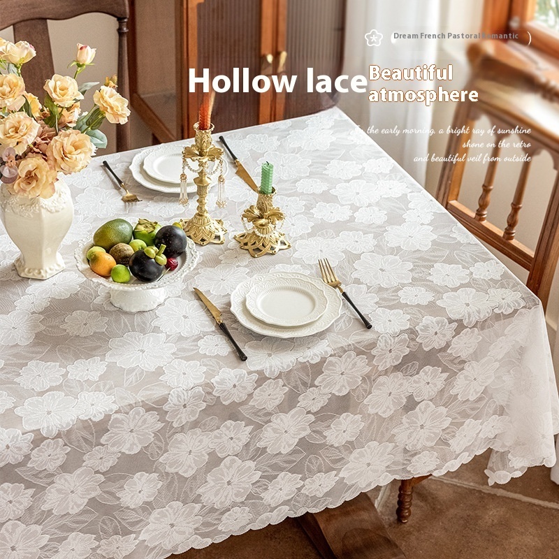 Tablecloth Household French Lace Camellia Hollow lace Table Cloth Table ...