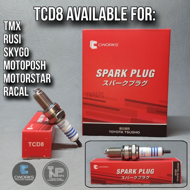 TCD8 SPARK PLUG CWORKS TOYOTA TSUSHO MOTORCYCLE SPARK PLUG TMX RUSI SKYGO MOTOPOSH MOTORSTAR ...
