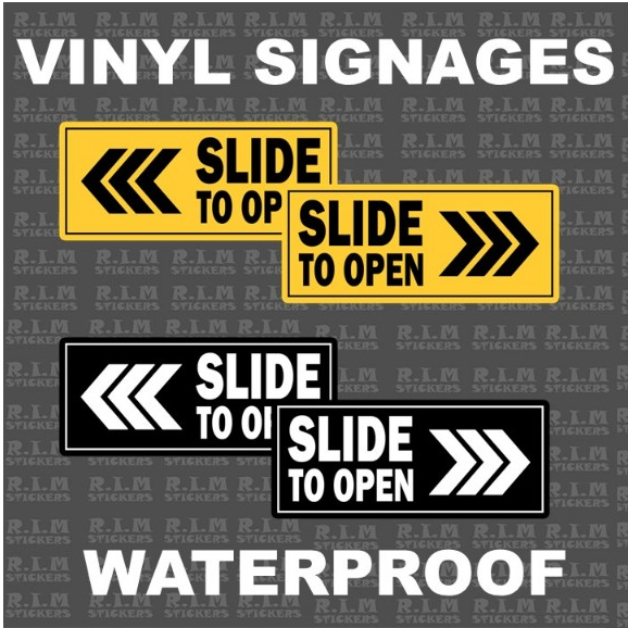 SLIDE TO OPEN Signage for Doors VINYL STICKER LOGO WATERPROOF High ...