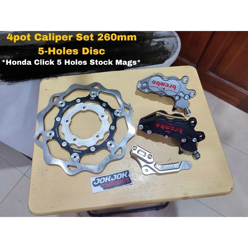 HONDA CLICK 260mm 5 Holes Disc 4pot Caliper Set (*For Click Stock Mags ...