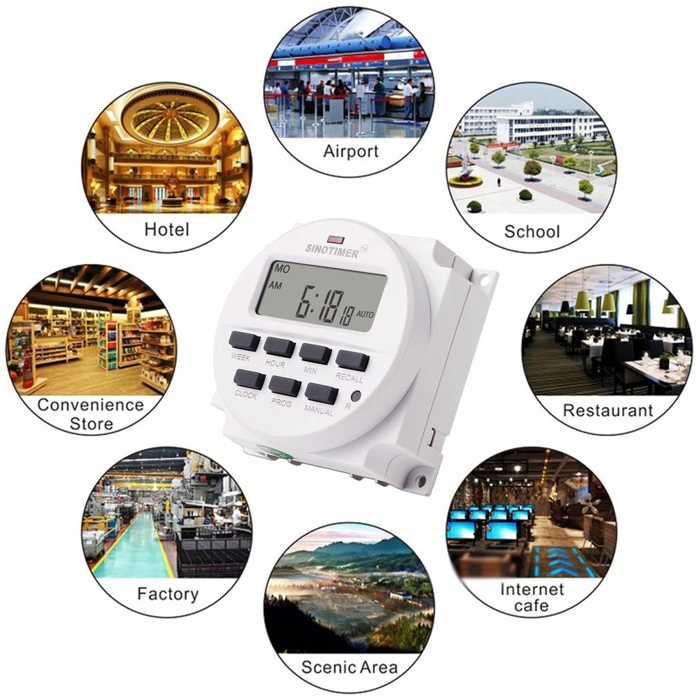 SINOTIMER 220V Weekly 7 Days Digital Programmable Timer Power Control ...