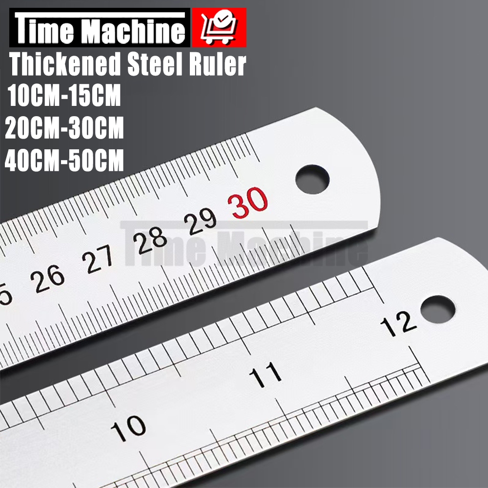 10/15/20/30/40/50CM Stainless Steel Metal Ruler Double-Sided Scale ...