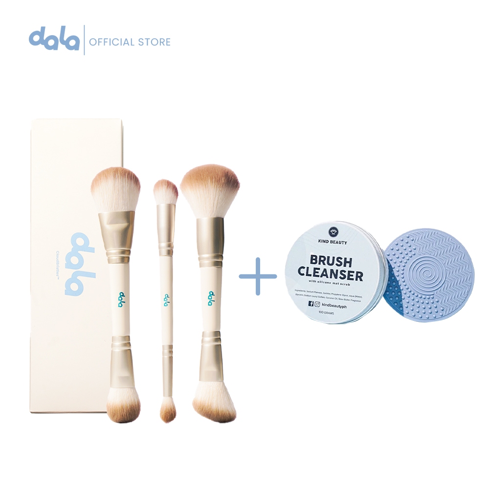 Dala Two Easy Brushes + Cleanser Bundle - Soft Synthetic Bristles ...