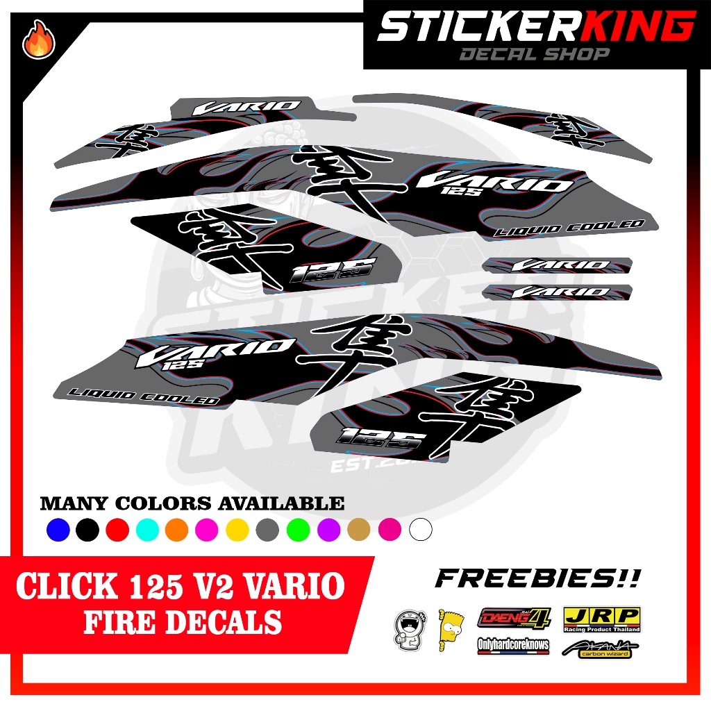 Click 125 V2 Vario Fire Decals with Freebies Stickers Thailand Indo ...