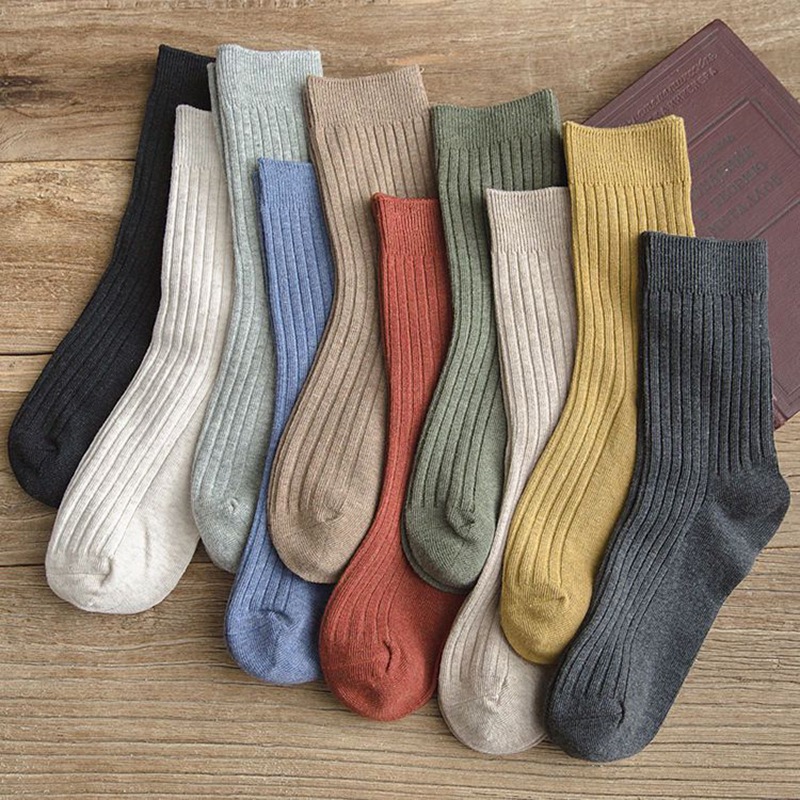 1/3PC Socks classic saushes strip middle tube men's socks wild solid ...