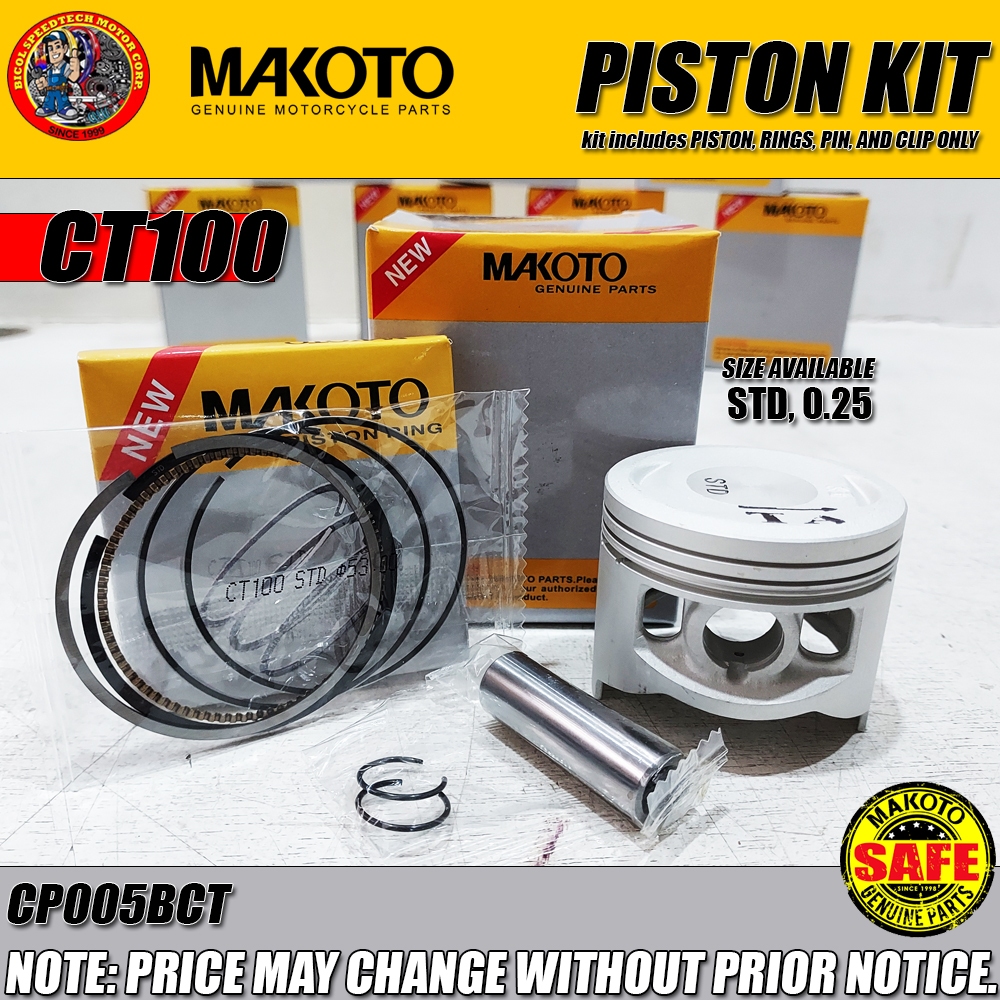 CT100 TYPE PISTON KIT WITH RING, PIN, CLIP (BRAND: "MAKOTO" ) (CP005BCT ...
