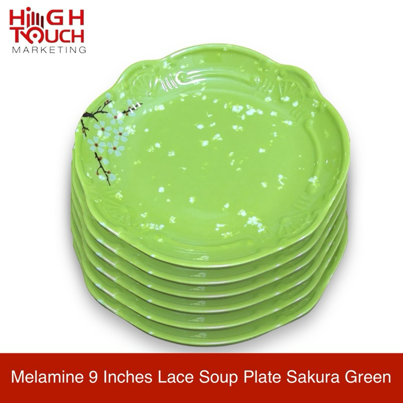Melamine 9 Inches Lace Soup Plate Sakura Green | Shopee Philippines