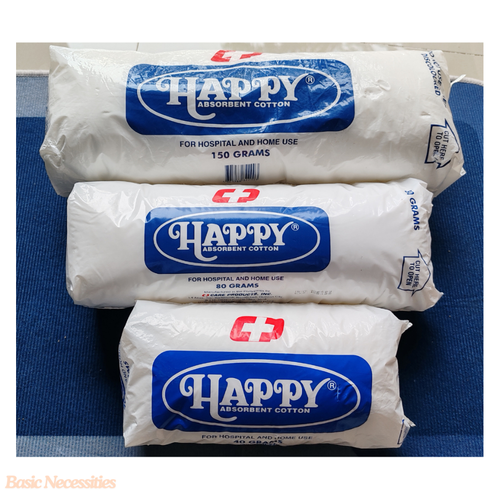 HAPPY ABSORBENT COTTON ROLL ( 40G, 80G,150G) | Shopee Philippines