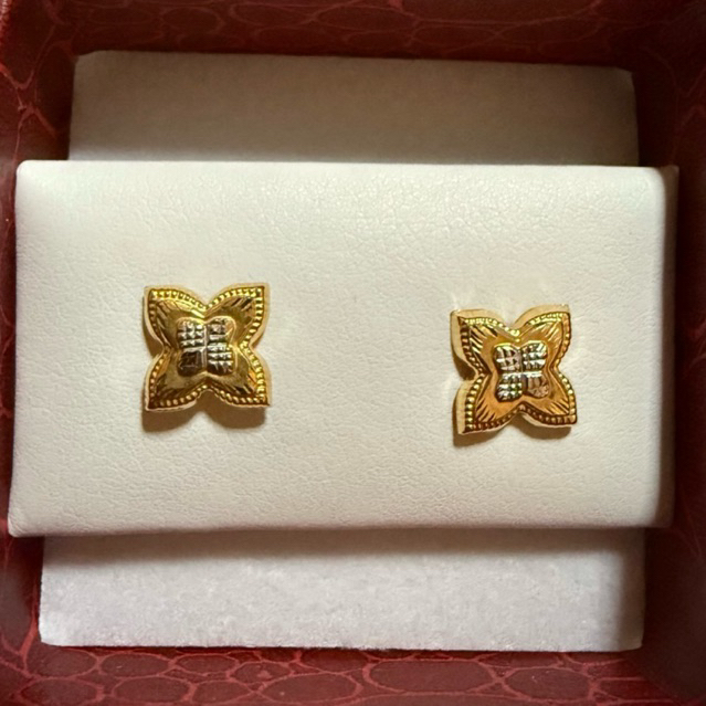 18K Saudi Gold De Roscas / Screw Type Earrings Lightweight | Shopee ...