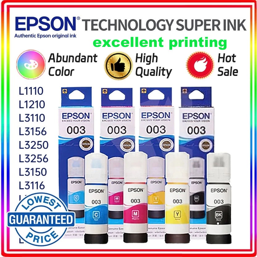 Refill Ink 100% Original Dye 003 ink Filling ink L3210 L1110 L3110 ...