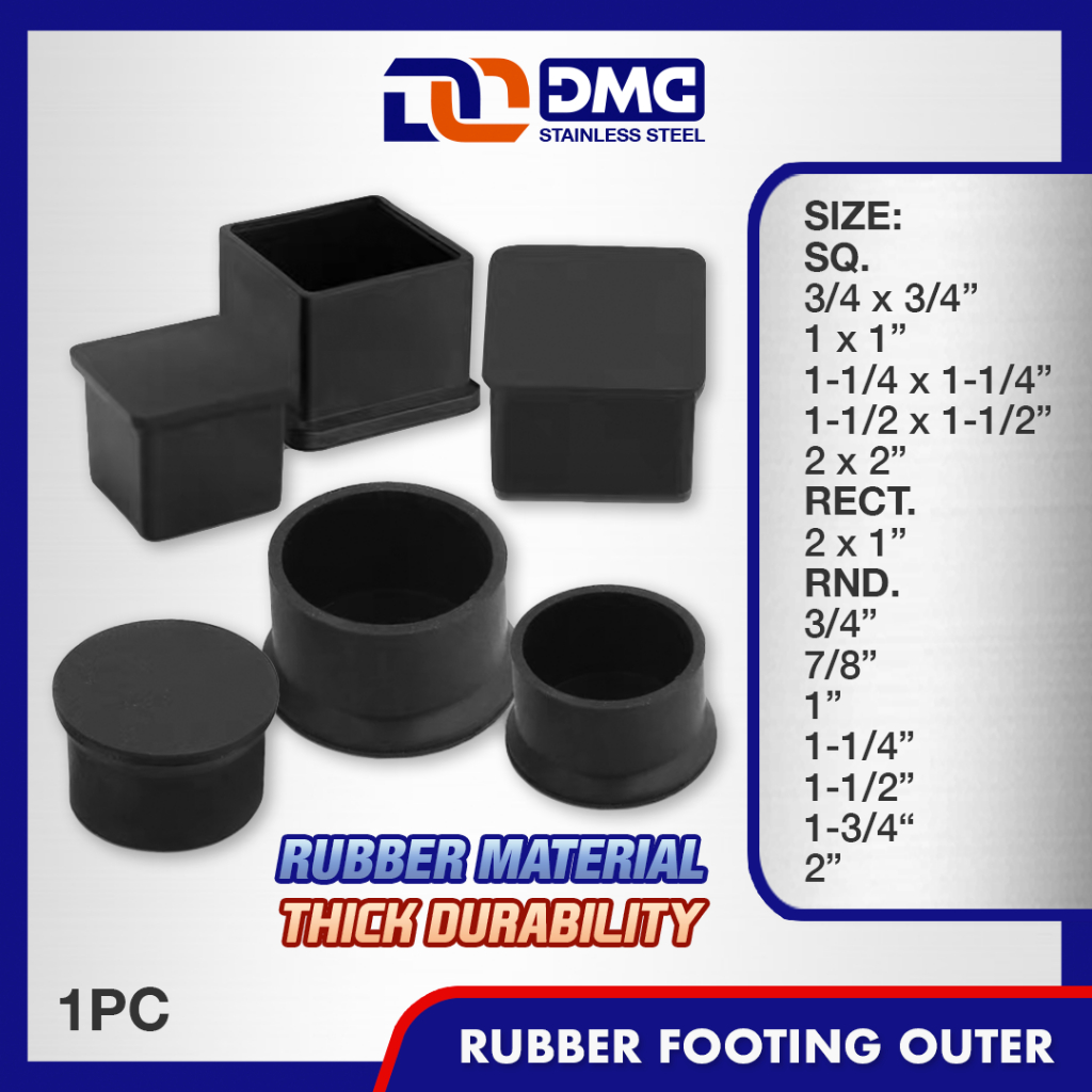 1PC Rubber Footing Outer Tubular Footing Square Tube Rectangular Tube ...
