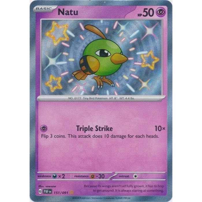 Pokemon TCG Natu 151/091 Shiny Holo Paldean Fates | Shopee Philippines