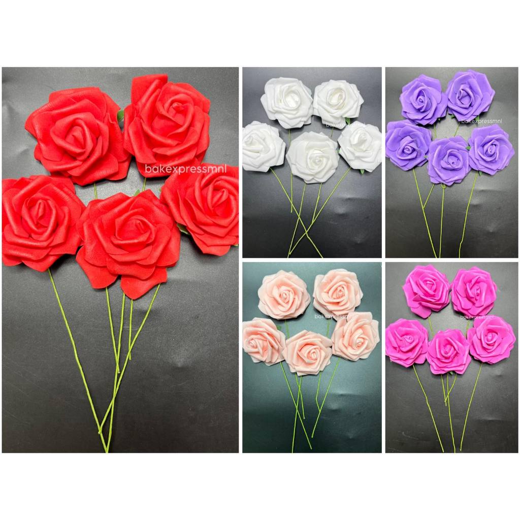 Artificial Rose Topper Foam Cake Roses Leaves toppers | Shopee Philippines