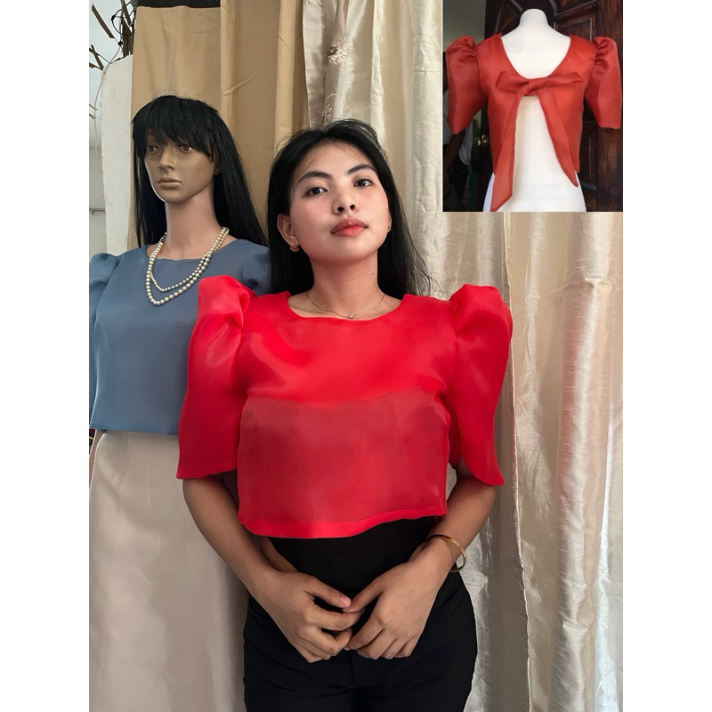 Filipiniana Crop top With/ pear or Plain (TAIWAN JUSI) ( NON ITCHY ...