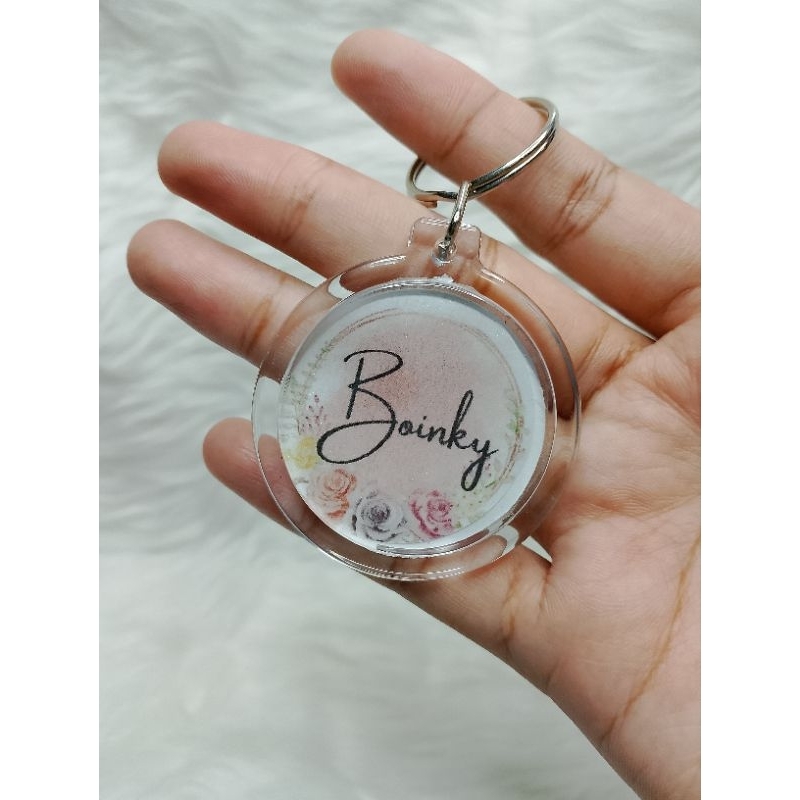 ACRYLIC DISC KEYCHAIN (NAME INSIDE)| CIRCLE BACK TO BACK PRINT | Shopee ...
