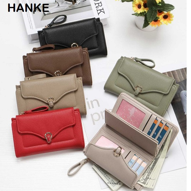 HANKE Bifold Small/Medium/Large Wallet with Credit Card Slot and Zipper ...