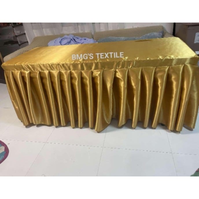Table Cover Skirting Table Cloth Satin Silk Pleated All Sides 8FT ...