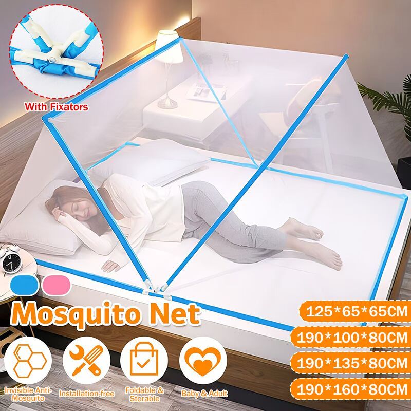 【Free Fixators】Foldable Mosquito Net 1.8King/1.5Queen Bed Size Mosquito ...