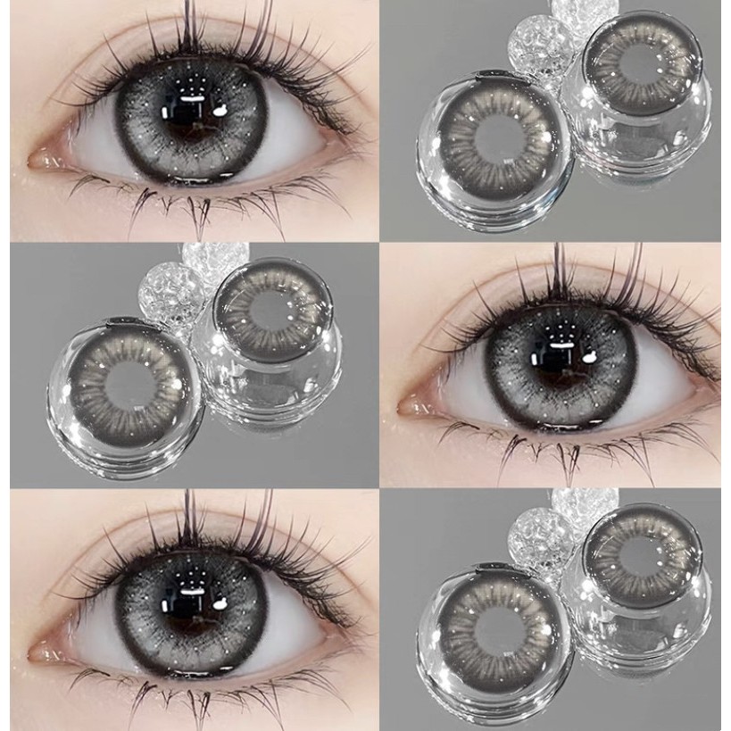 Midroo 2PCS\Pair Fog Mountain Black Contact Lens Graded 0.00 Replace14 ...