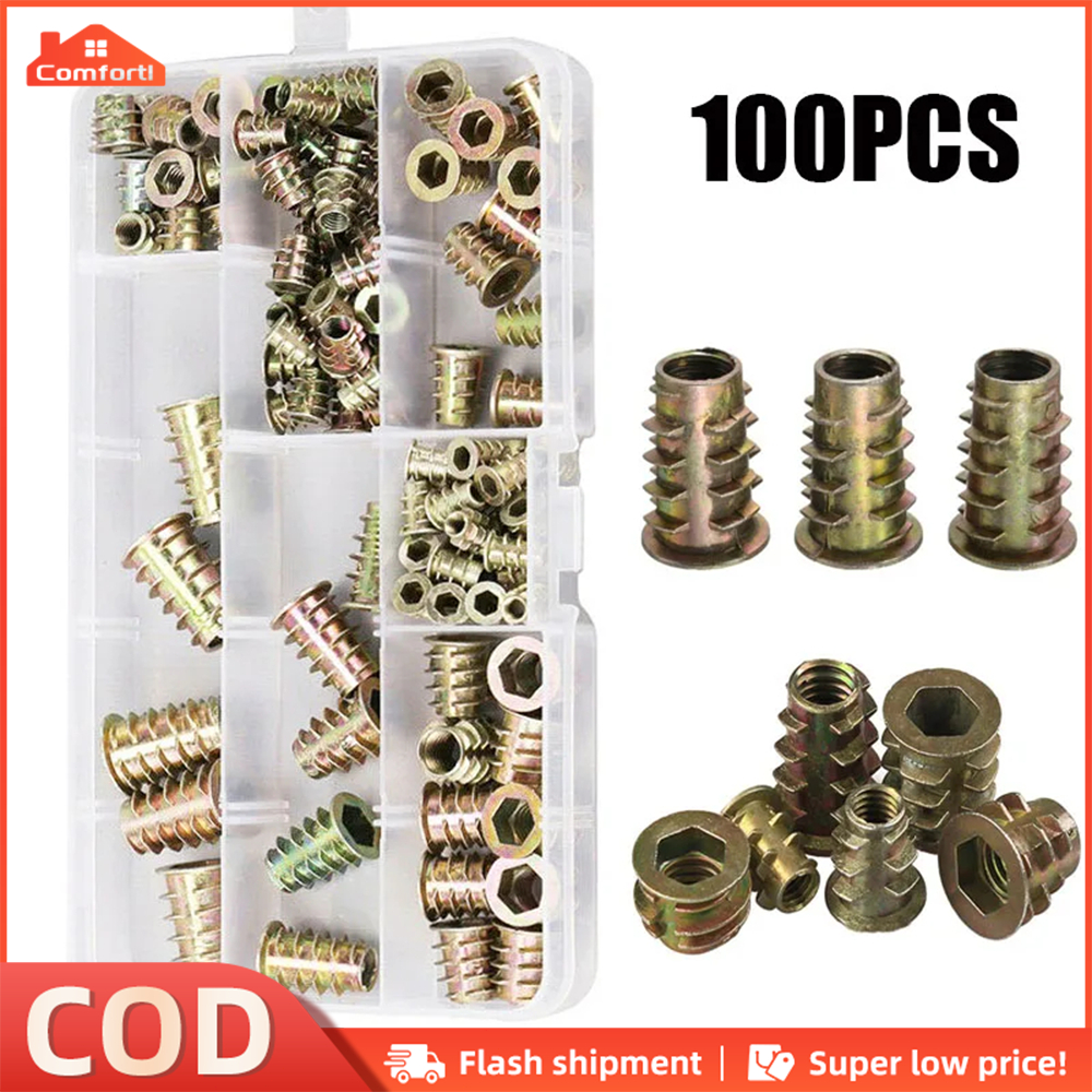 100pcs Furniture Nut Zinc Alloy Hexagon Hex Socket Head Embedded Wood ...
