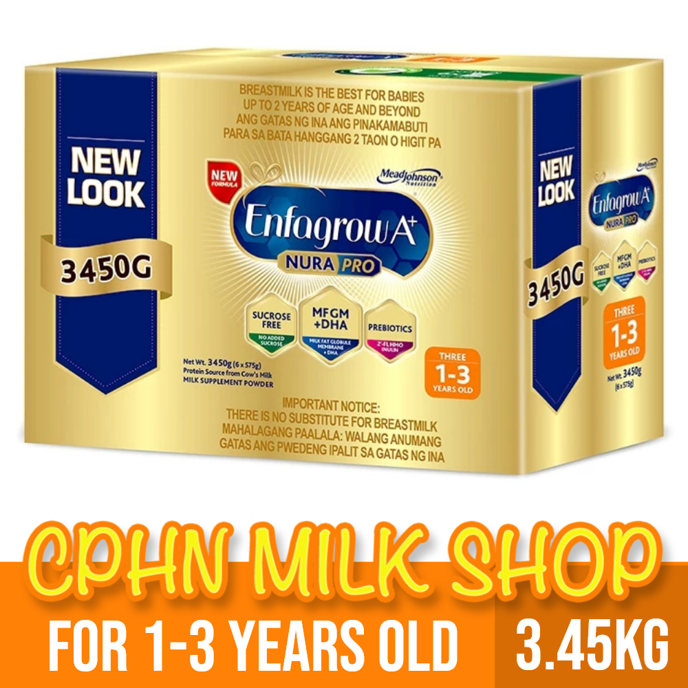 Enfagrow A+ Three NuraPro 3.45kg | 2.75kg |2.3kg | 1.725kg | 1.15kg 1-3 Years OldMilk Supplement ...
