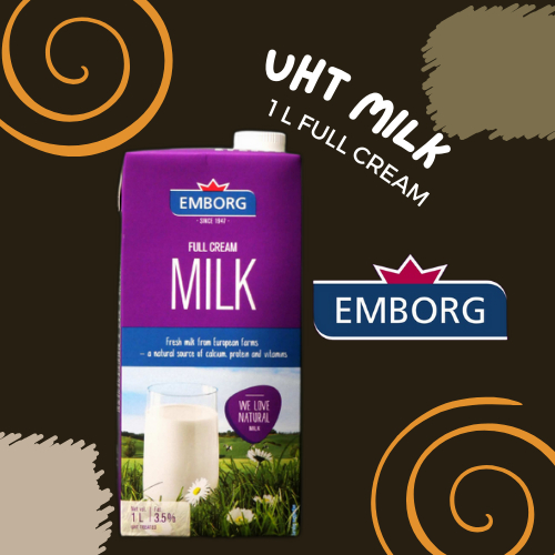 EMBORG Full Cream Milk UHT 3.0% Fat - 1L x 6, x 9, x 12 Packs | Fresh ...