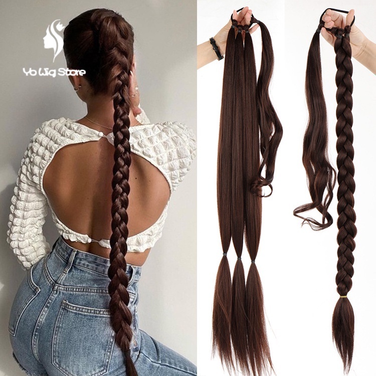 Yo Ponytail Long Braid Wig Hair Extension Twist Braid Long Straight ...