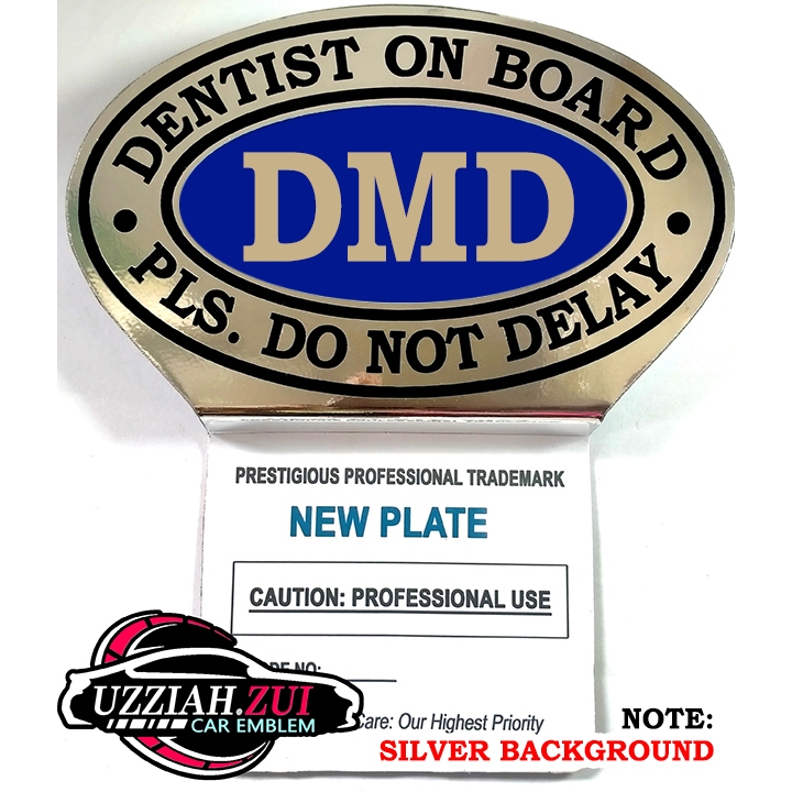 DMD DENTIST ON BOARD CAR EMBLEM BLUE LOGO SILVER BACKGROUND | Shopee ...