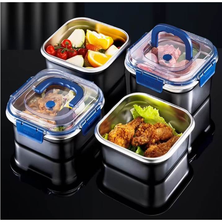 Stainless Steel Meal Preparation 1800ml Lunch Box with See Through Lid ...