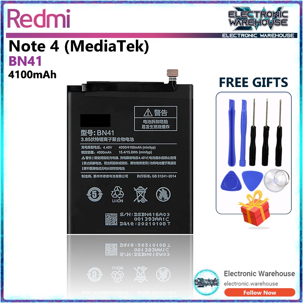 Battery for Redmi Note 4 (MediaTek) BN41 | Shopee Philippines