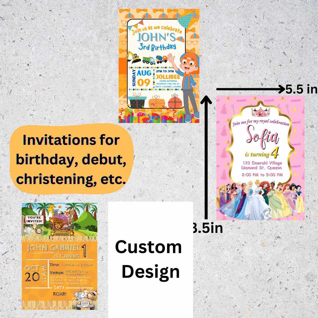 1pc personalized invitation cards for birthday, debut, christening and ...