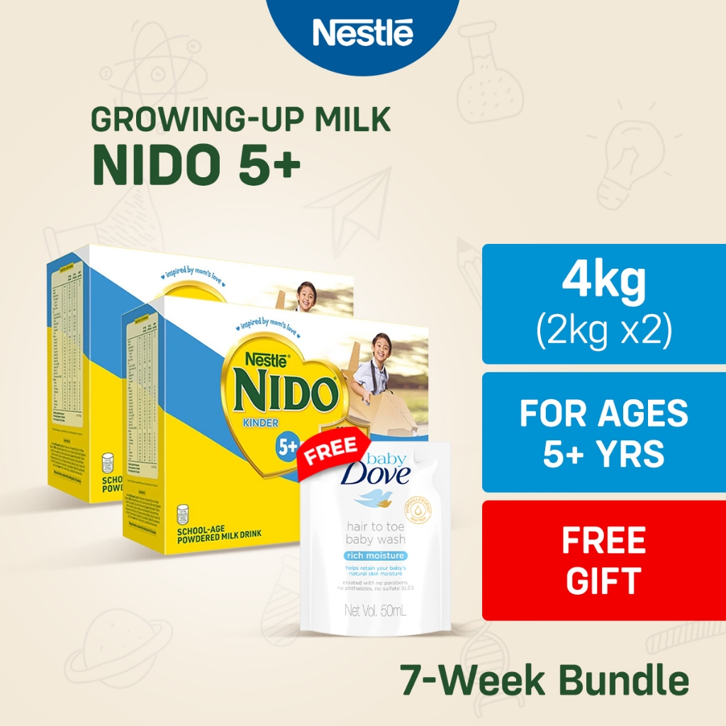 NIDO 5+ Powdered Milk Drink For Children Above 5 Years Old 4kg [Pack of ...