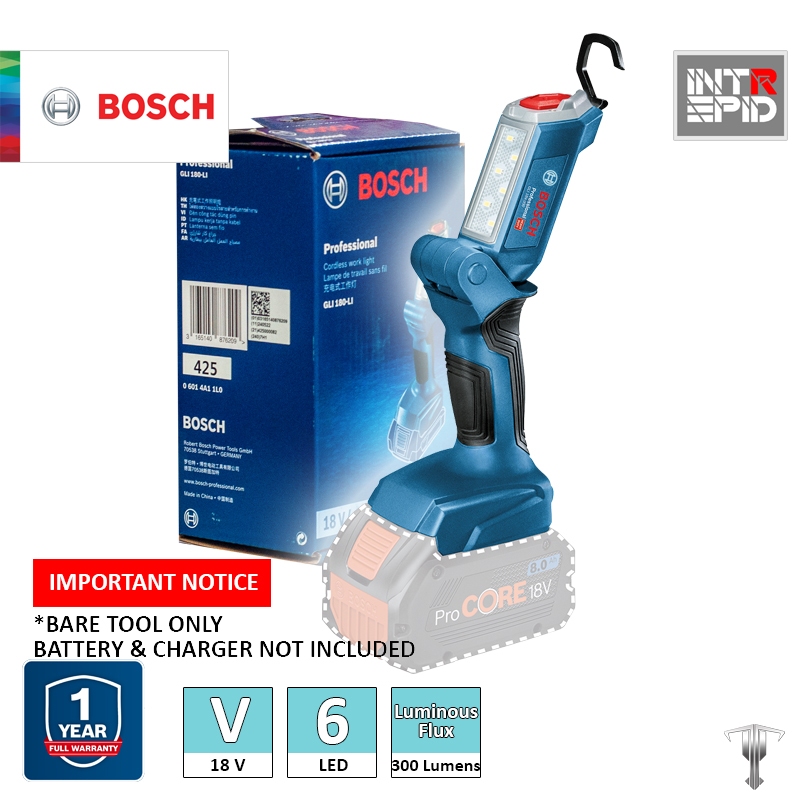 Bosch GLI 180-Li Professional 18 V Cordless Jobsite Light (Bare Tool ...
