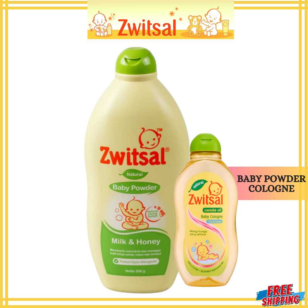 Zwitsal Baby Powder Milk Honey 300Gram and Baby Cologne Floral Kisses ...