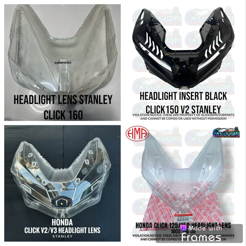 HONDA HEADLIGHT LENS CLICK 125 / 150 V1 V2 V3 CLICK 160 STANLEY GENUINE ...