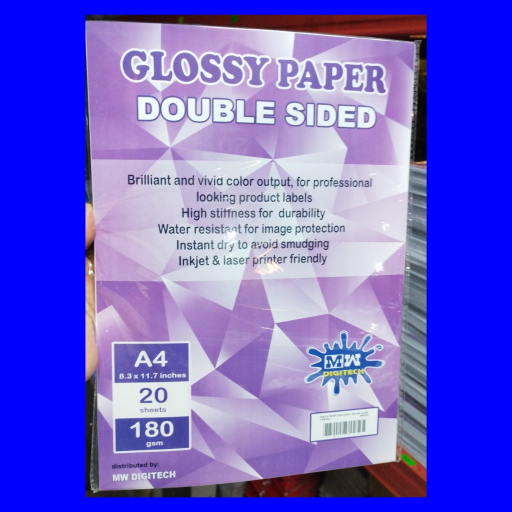 180gsm Double Sided Glossy Photo Paper A4 - 20's | Shopee Philippines