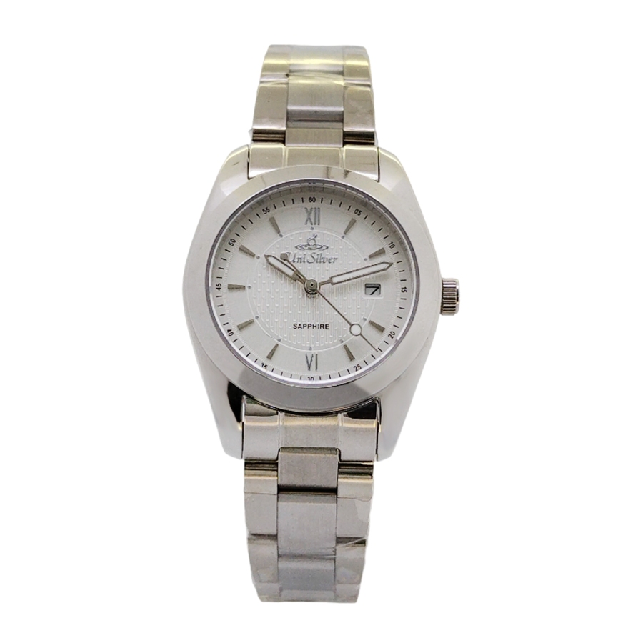 UniSilver TIME Women's Silver Sapphire Glass analog stainless steel ...