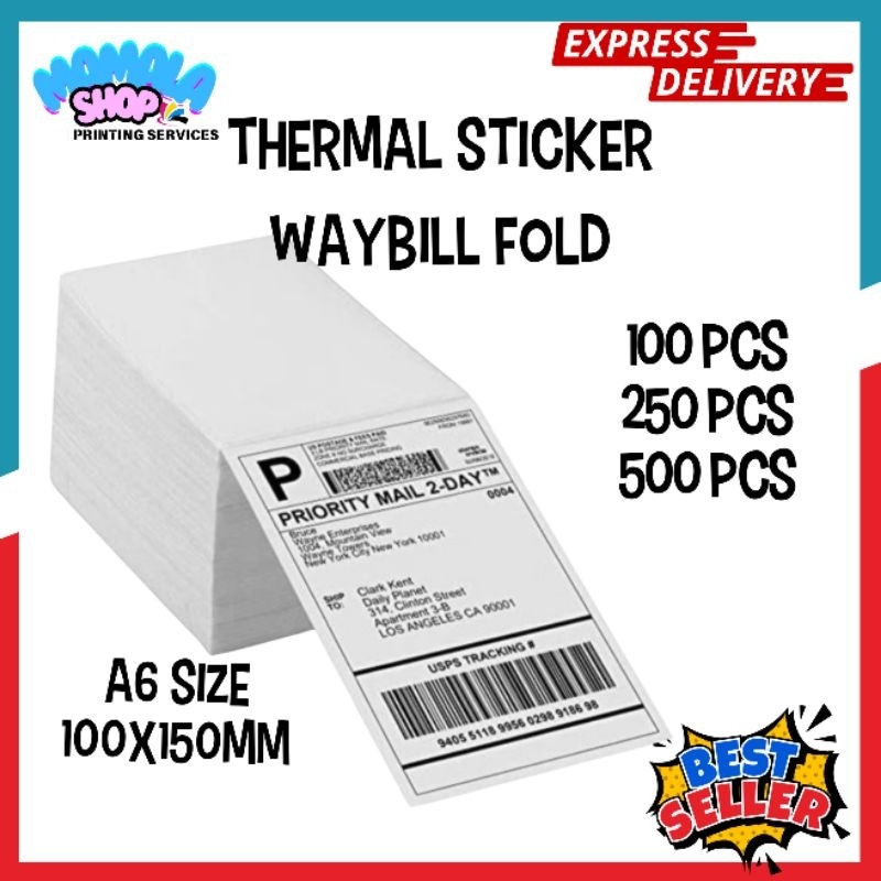 A6 WAYBILL THERMAL PAPER STICKER FOLD | Shopee Philippines
