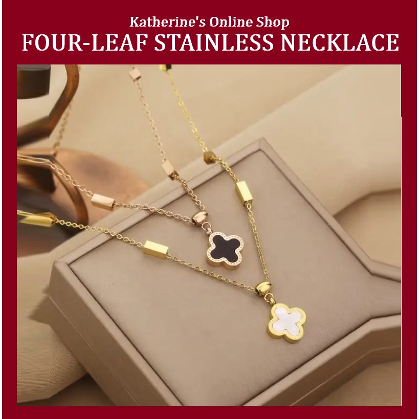 Kwintas Stainless Steel Necklace For Women FOUR-LEAF Pendant Non ...