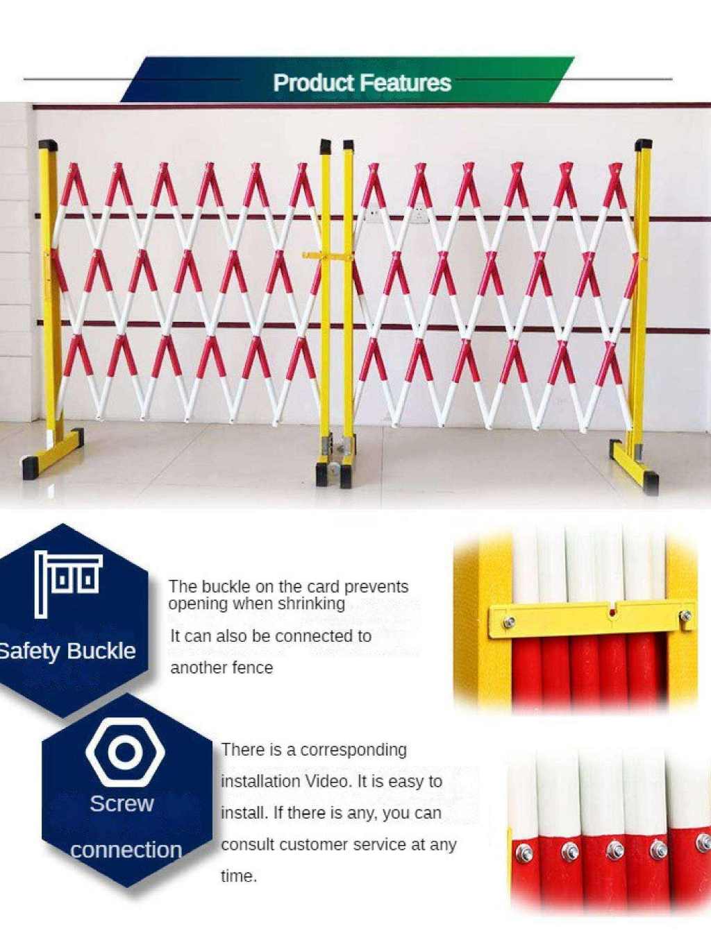 Street traffic barrier movable fiberglass telescopic guardrail safety ...