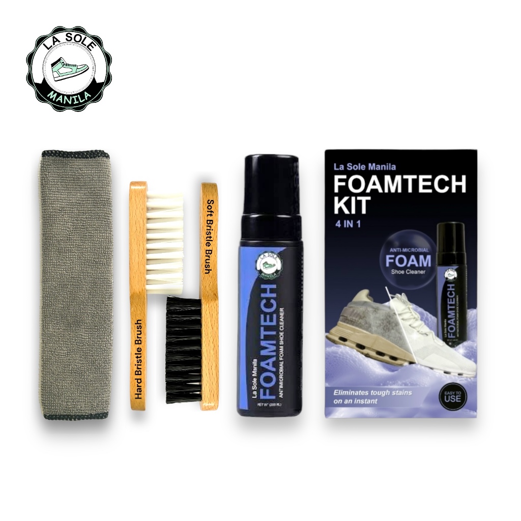 La Sole Manila 4 in 1 Foamtech Kit Complete Set with 2 brushes 1 towel 1 foam cleaner 200 mL ...