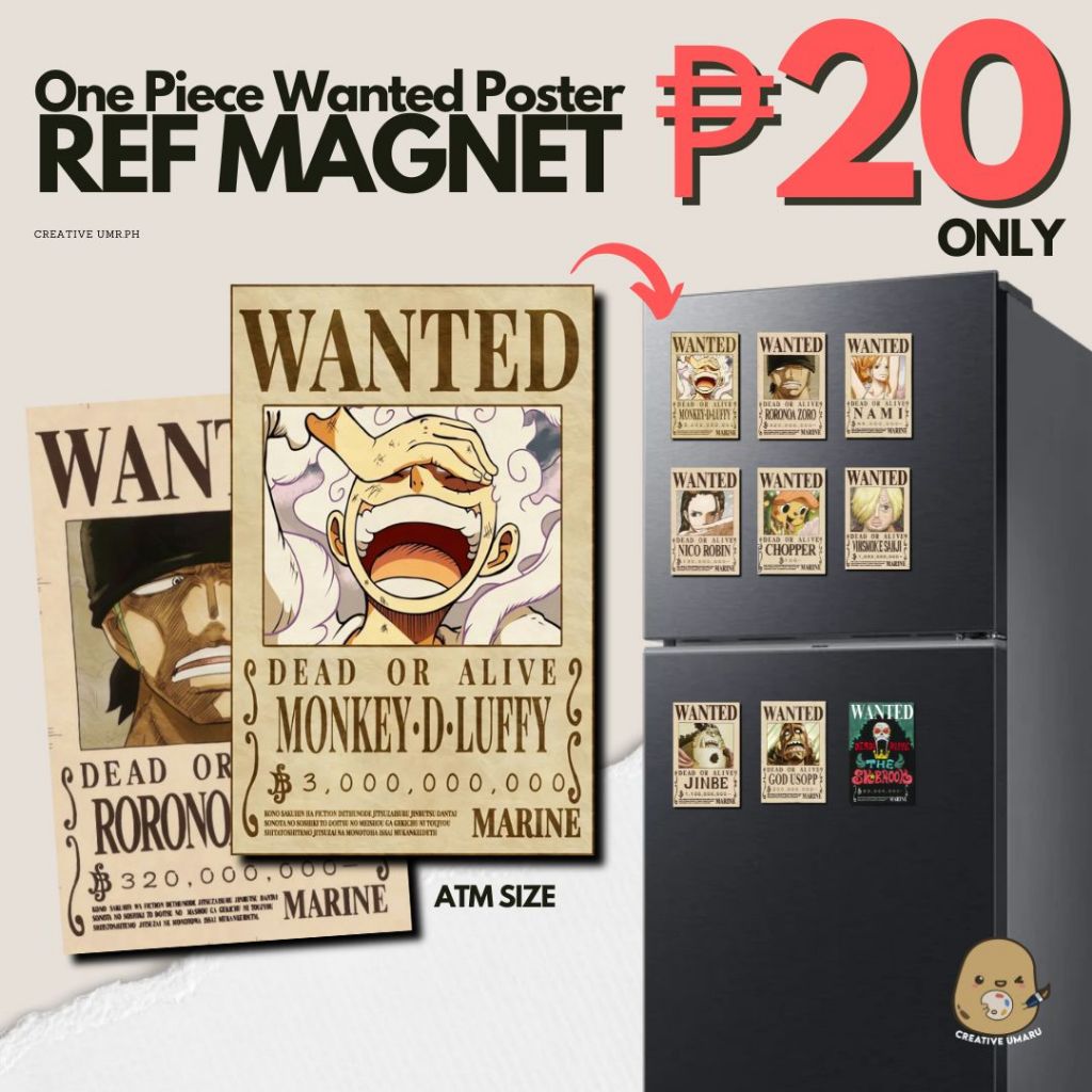 One Piece Wanted Poster Bounty Ref Magnet | CreativeUMR | Shopee ...